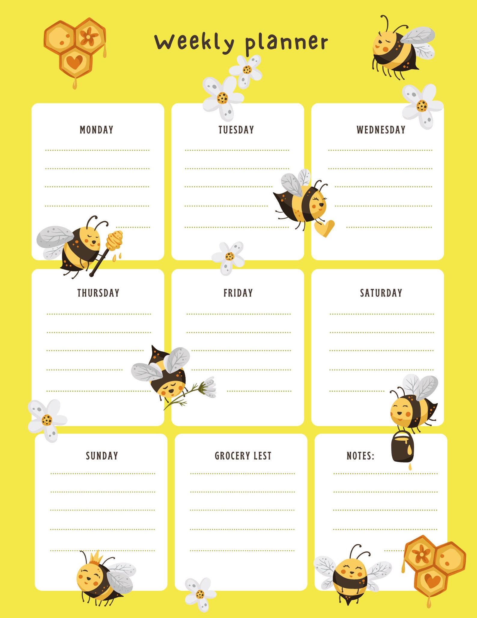 Bumble Bee Editable Digital Download, Letter, Half Letter, A4, A5 and 4 ...