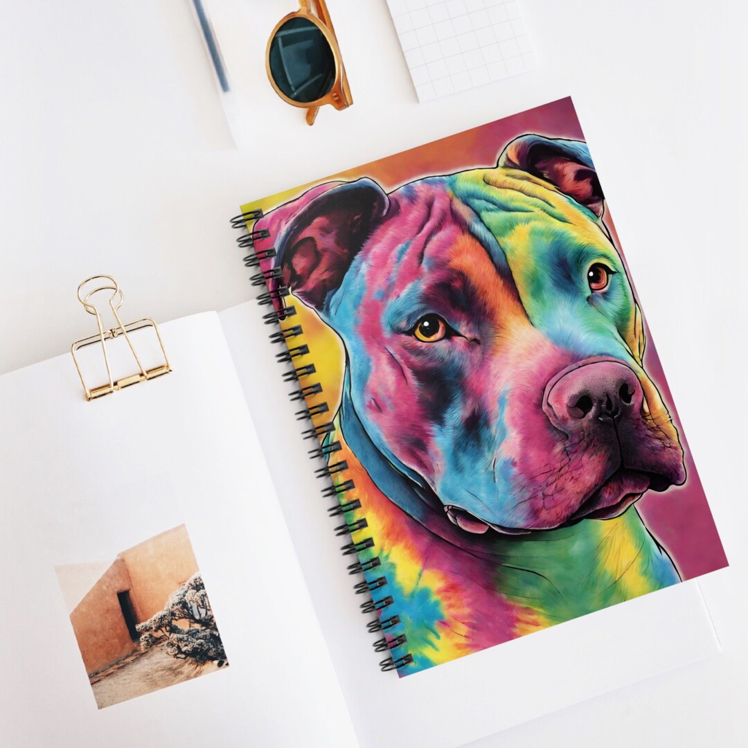 Pitbull, Puppy, Tie Dye, Dog Lovers, Spiral Notebook Ruled Line 118 ...