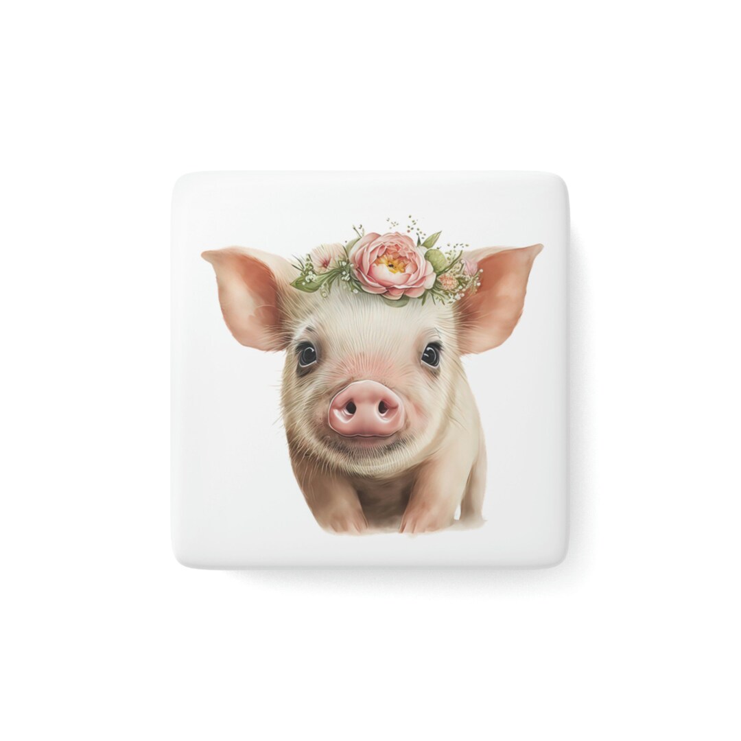 Country Pig, Pig Magnet, Baby Pig Magnet, Farm Animal Décor, Porcelain ...