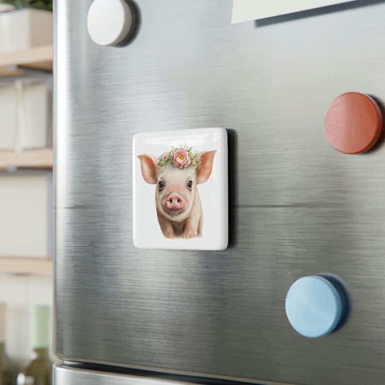 Country Pig, Pig Magnet, Baby Pig Magnet, Farm Animal Décor, Porcelain ...