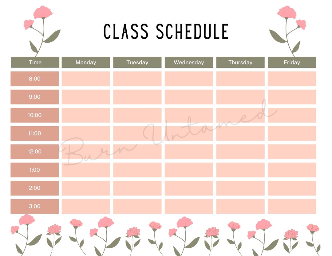 Colorful Class Schedule Printable - Etsy