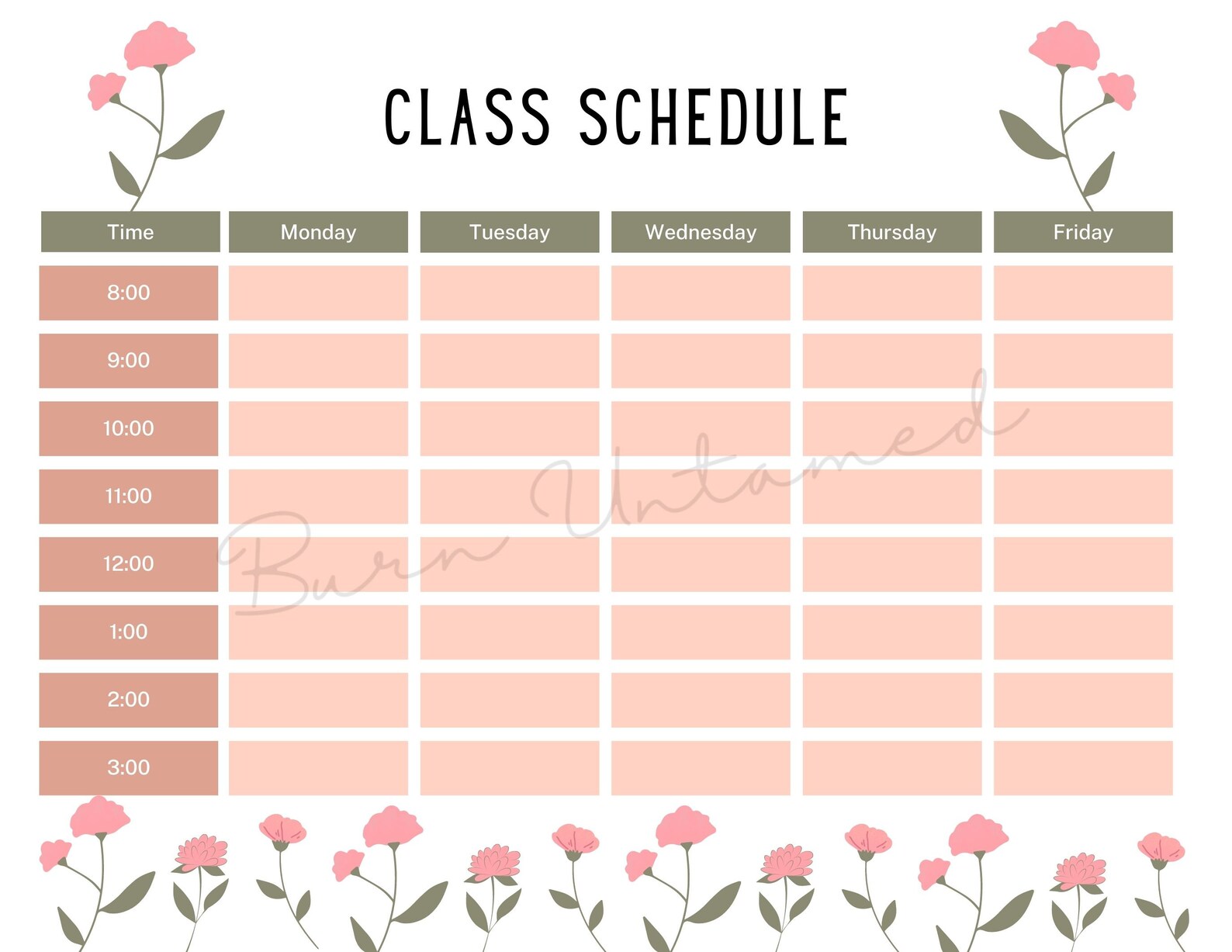 Colorful Class Schedule Printable - Etsy