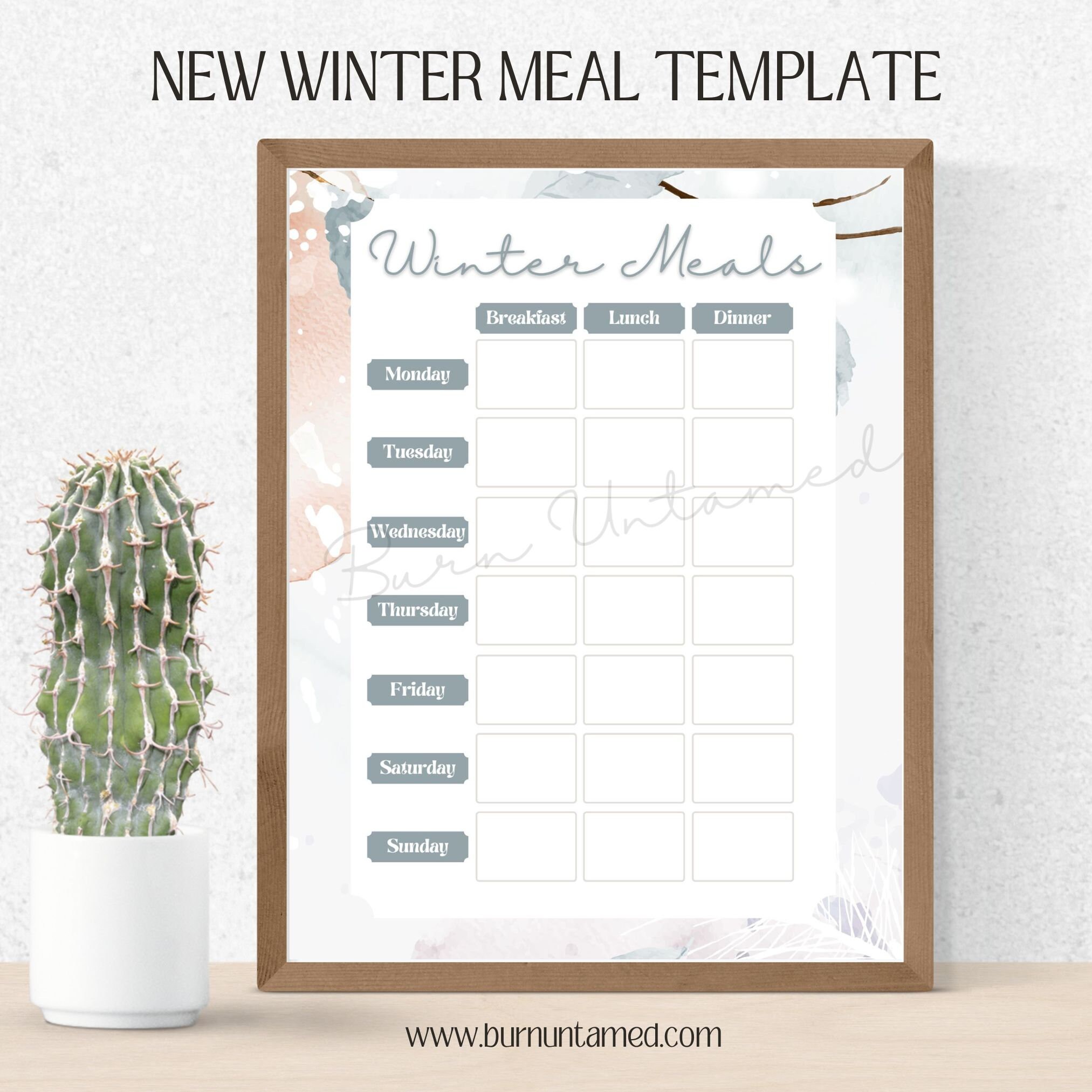 Winter Seasonal Meal Planning Template - Etsy