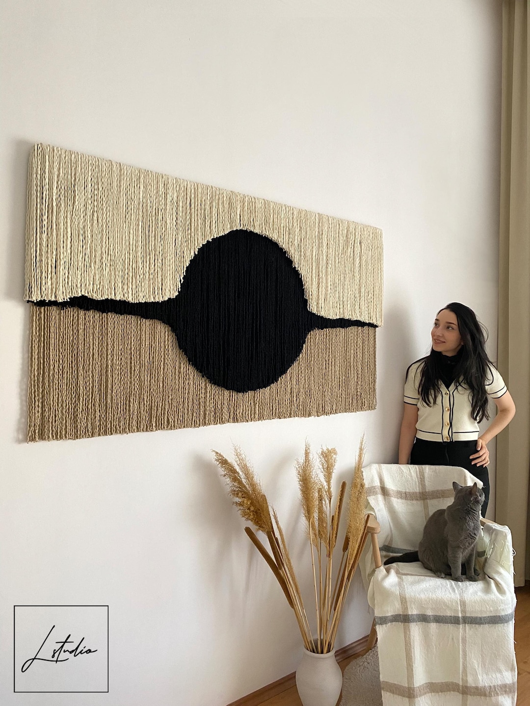 Fiber Art Wall Hanging Decor of Expressionist Eclipse Design for Living ...