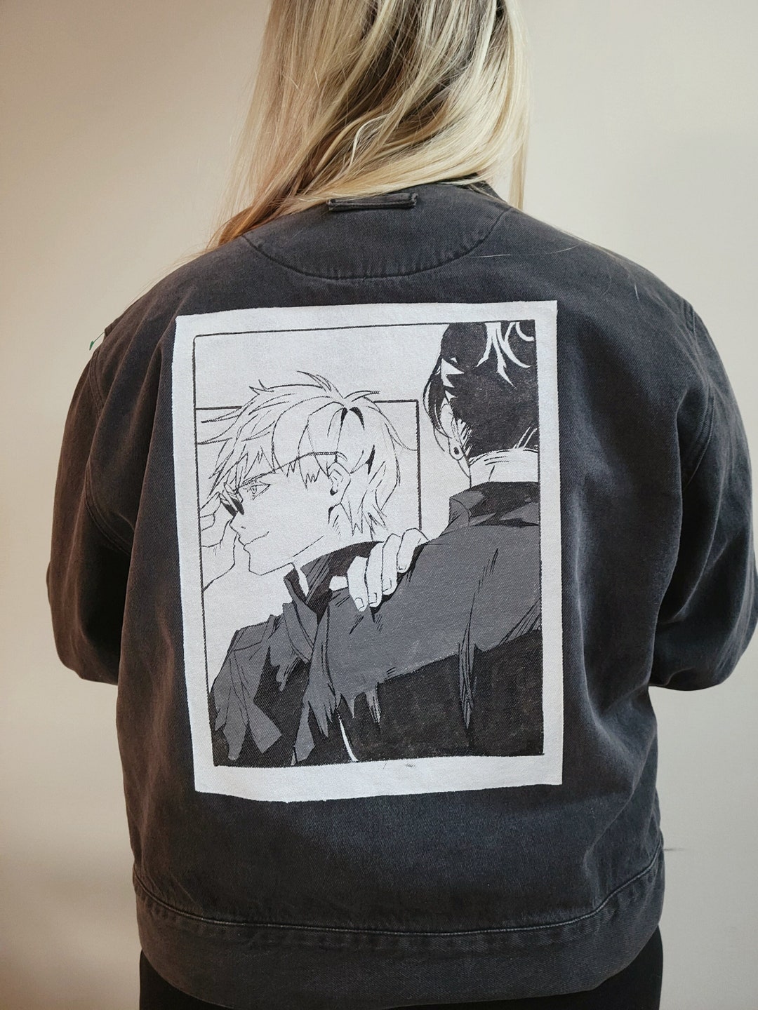 Jujutsu Kaisen Hand-painted Upcycled Denim Jacket Size L - Etsy