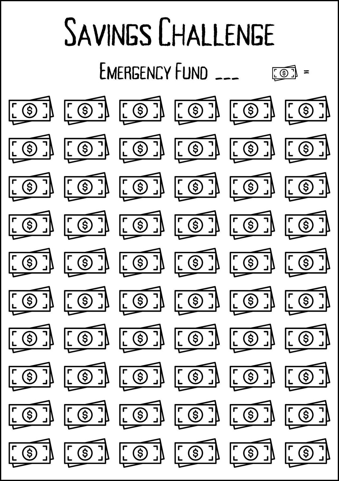 Savings Challenge for Emergency Fund Savings Challenge Tracker, Money ...