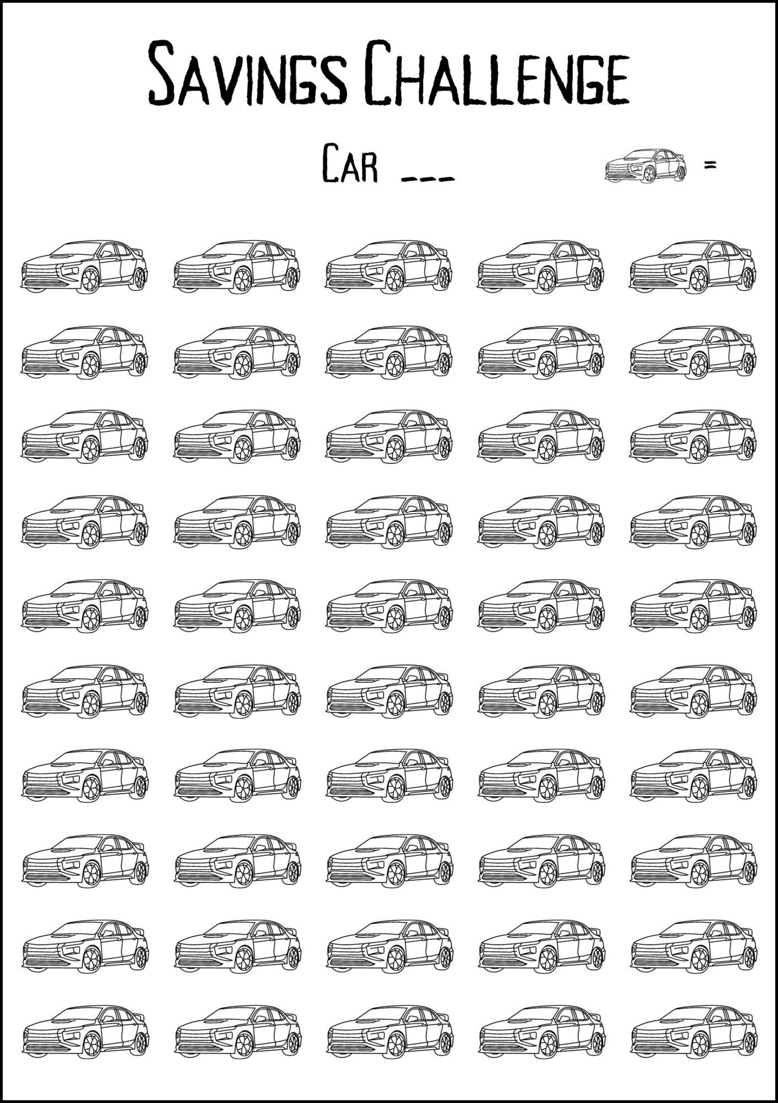 Savings Challenge for a Car Savings Challenge Tracker, Money Challenge ...