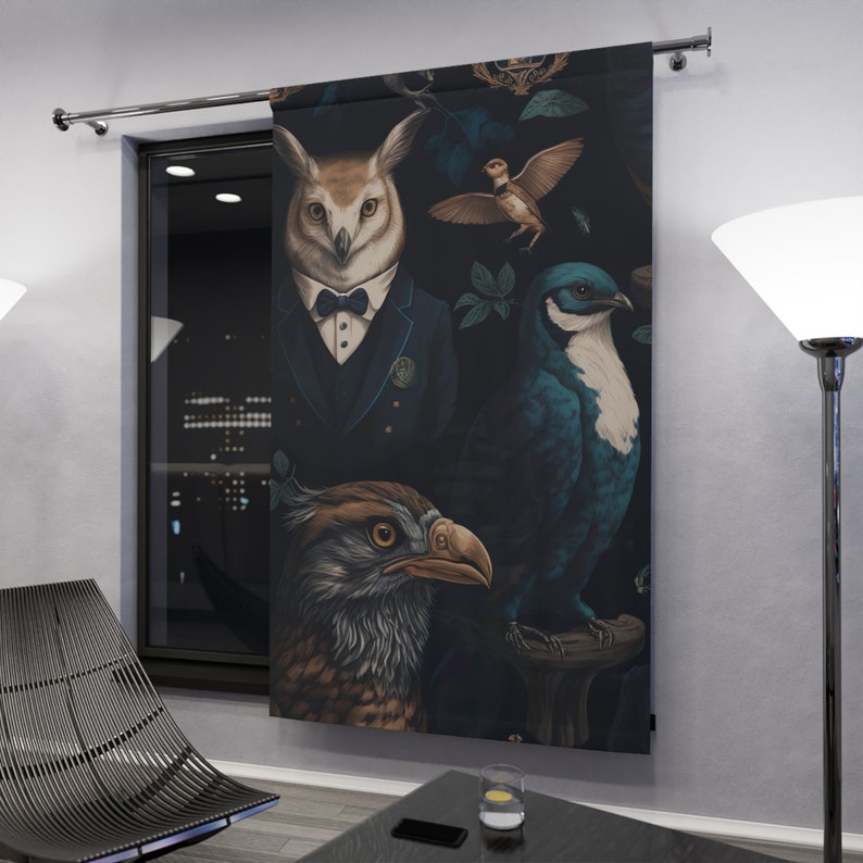 Dark Academia Forest Animals and Leaves Window Curtains - Etsy