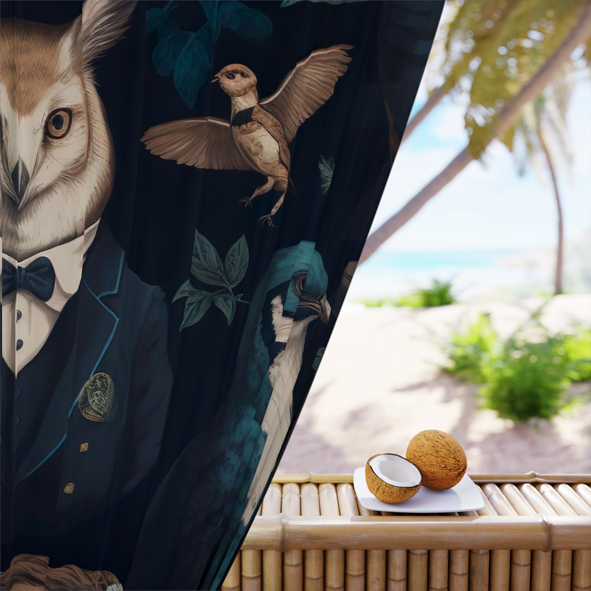 Dark Academia Forest Animals and Leaves Window Curtains - Etsy