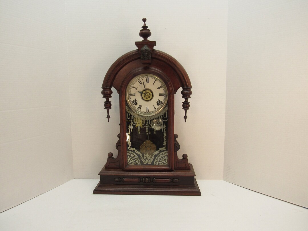 Gilbert Clock Co. Parlor Clock With Alarm Circa 1885 Walnut Case Tear ...