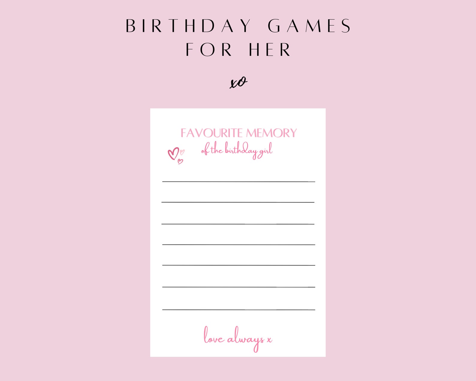 My Favourite Memory With the Birthday Girl Games Printable Birthday ...