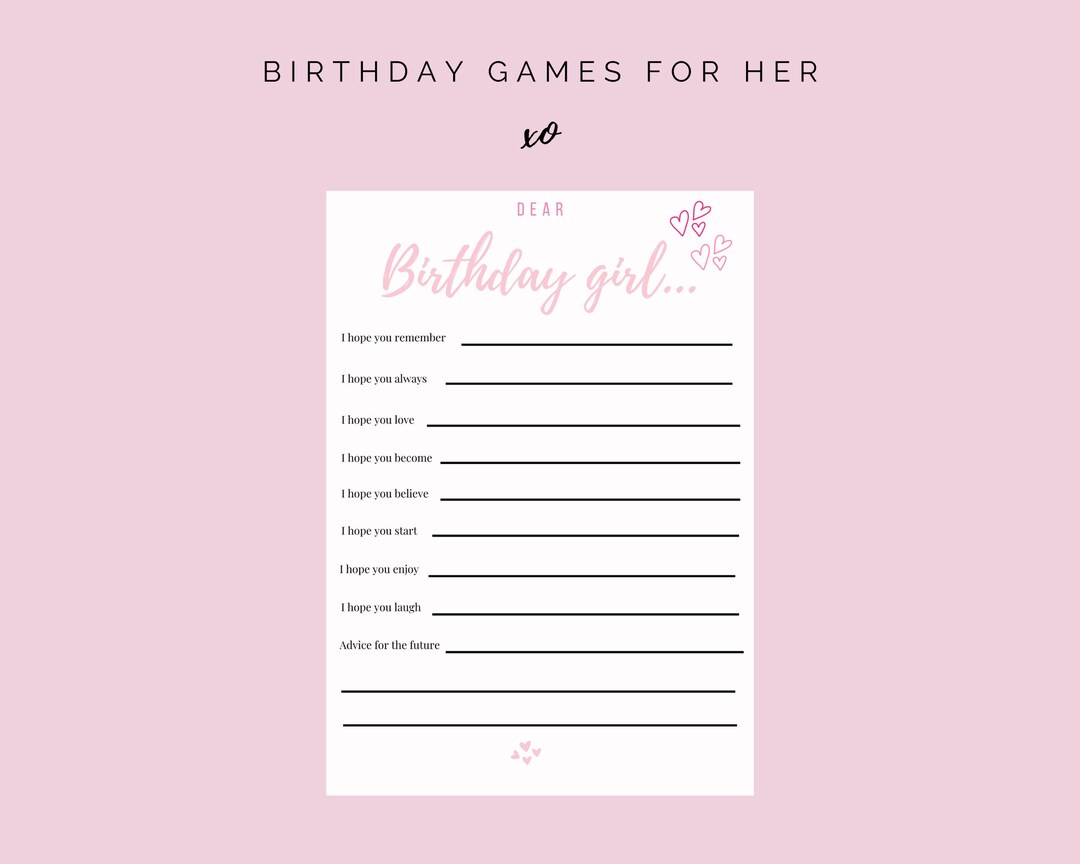 Birthday Girl Games for Her Dear Birthday Girl Adult Games Printable ...