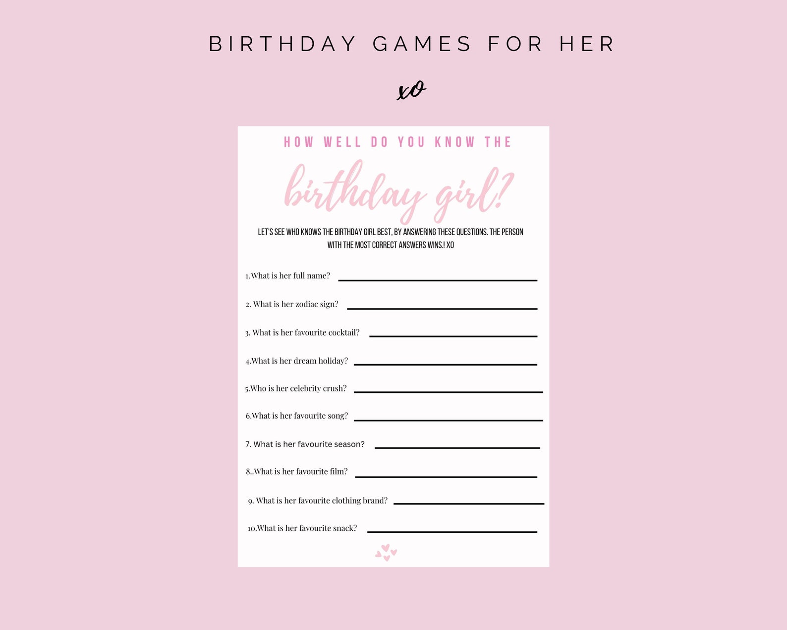 How Well Do You Know the Birthday Girl Game Birthday Girl Games for Her ...