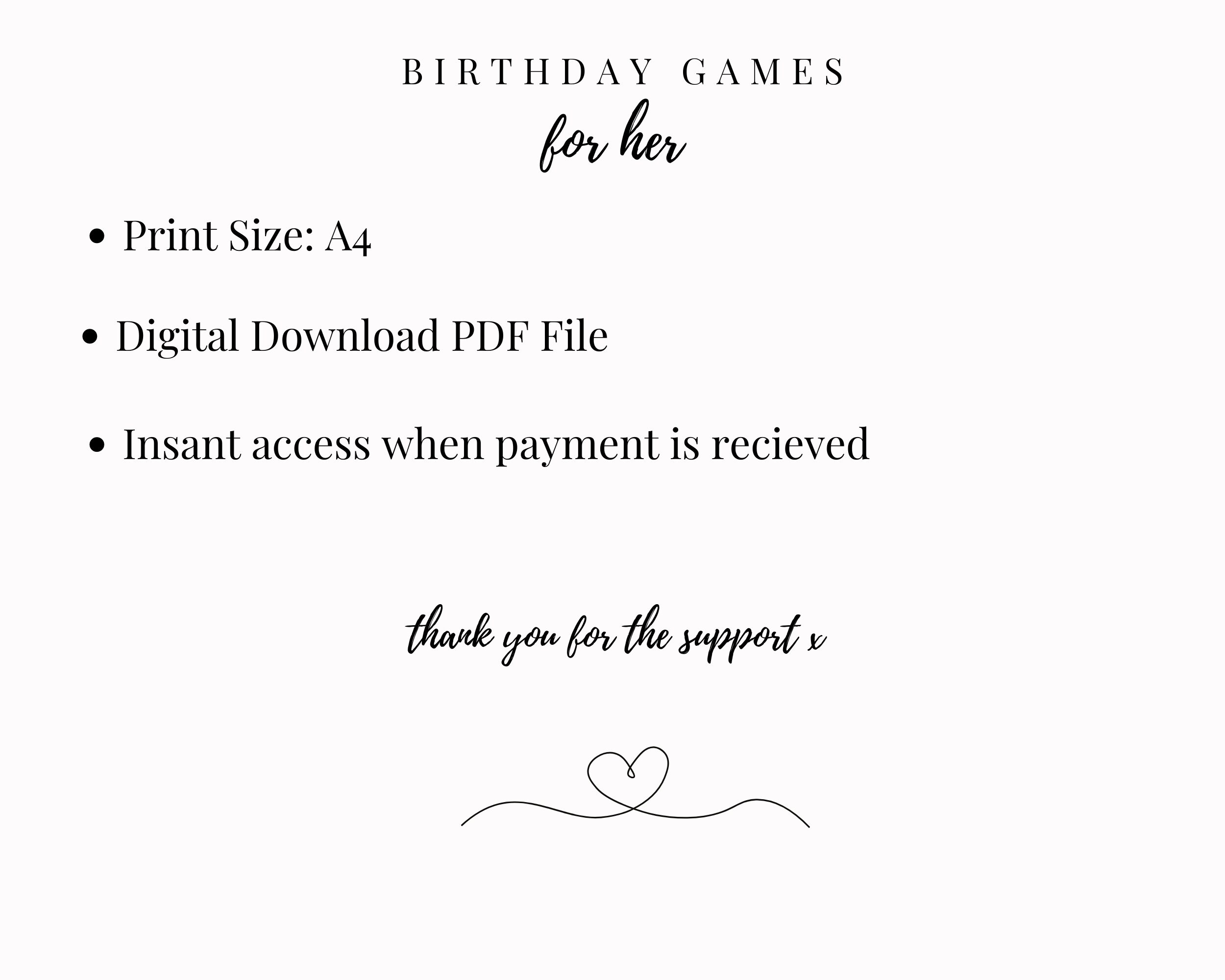 My Favourite Memory With the Birthday Girl Games Printable Birthday ...