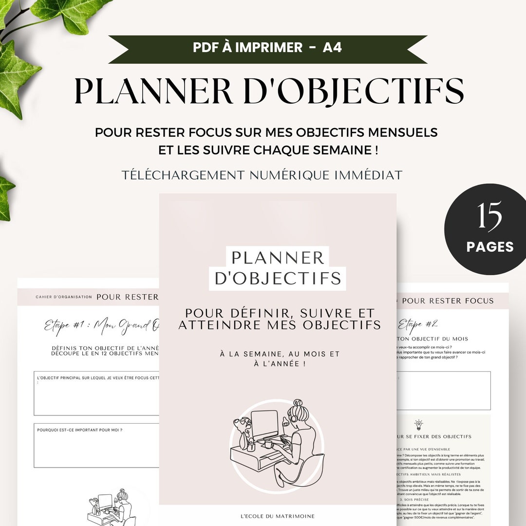 Planner to Define and Follow Your Objectives, Goal Planner, Weekly and ...