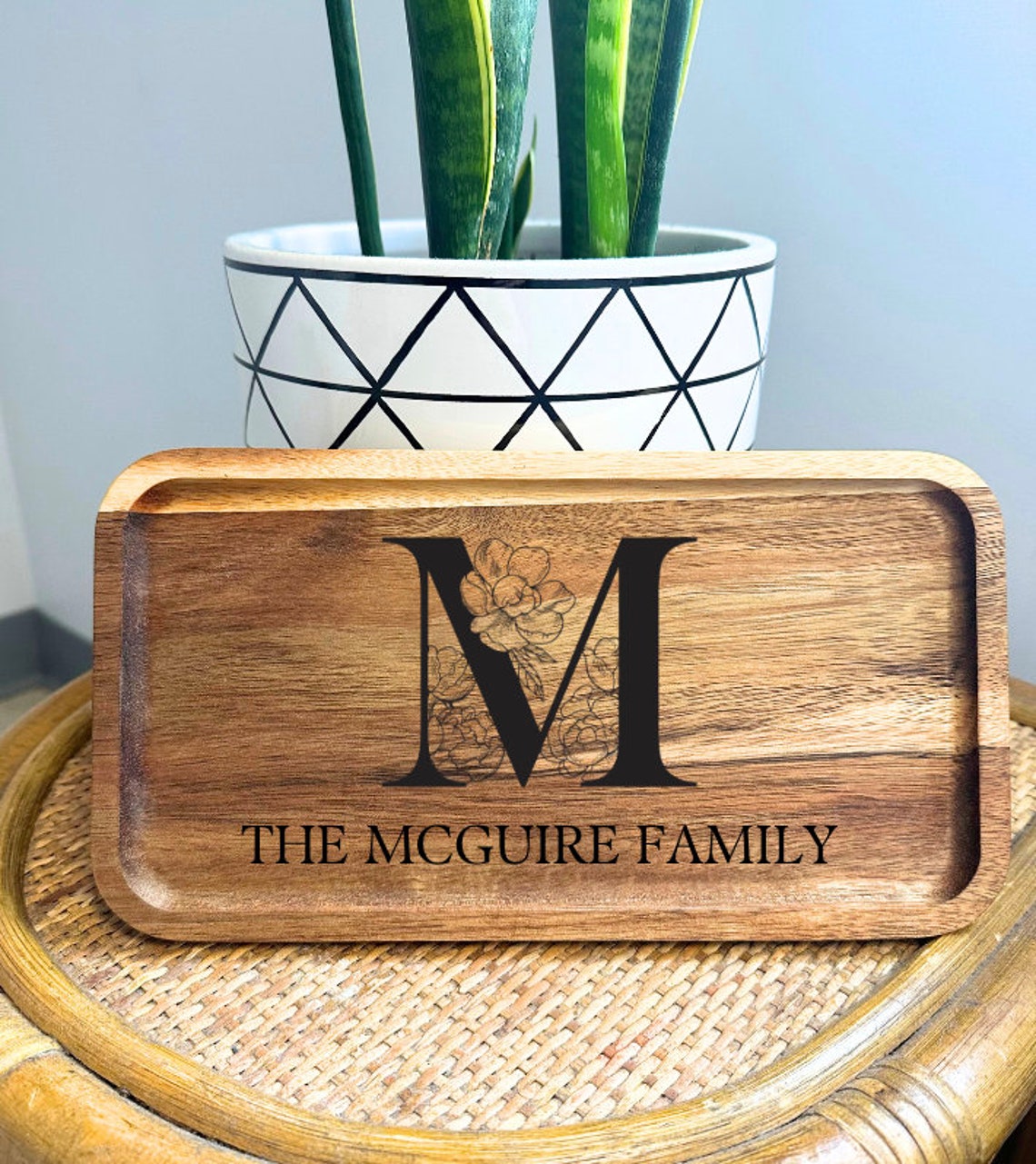 Custom Engraved Acacia Serving Tray, Personalized Tray, Housewarming ...