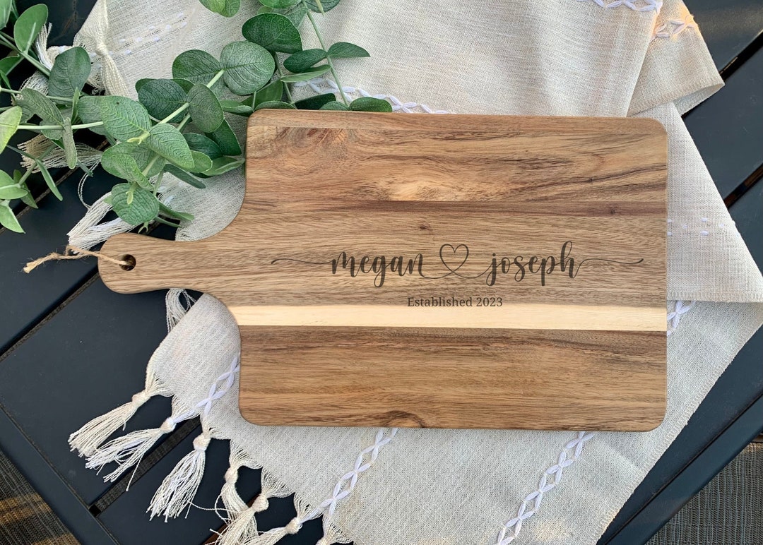 Custom Charcuterie Board, Personalized Serving Board With Handle, Cheese Board, Engagement Gift ...