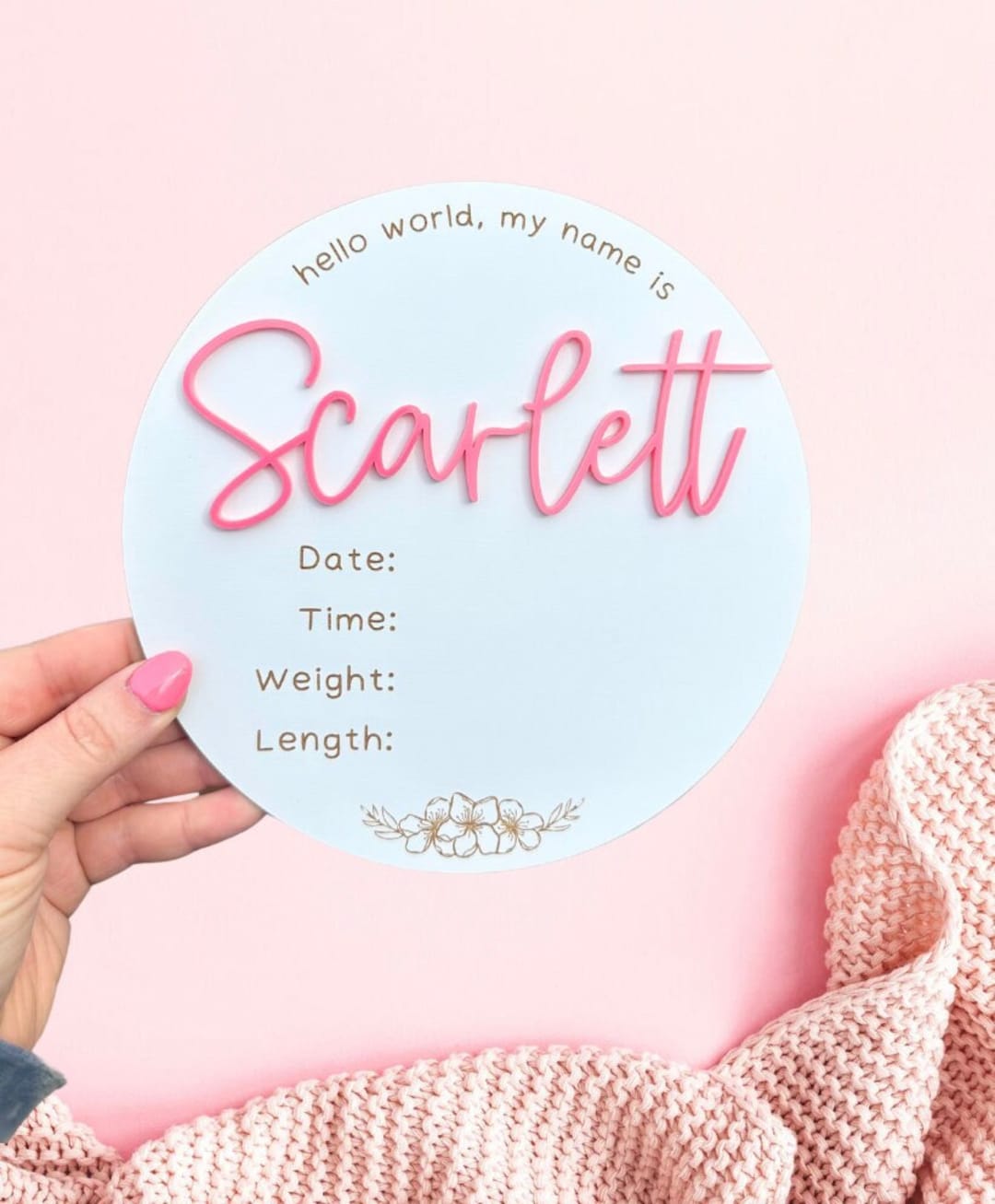 Custom Baby Announcement Sign, Birth Stats, Baby Arrival Disk ...