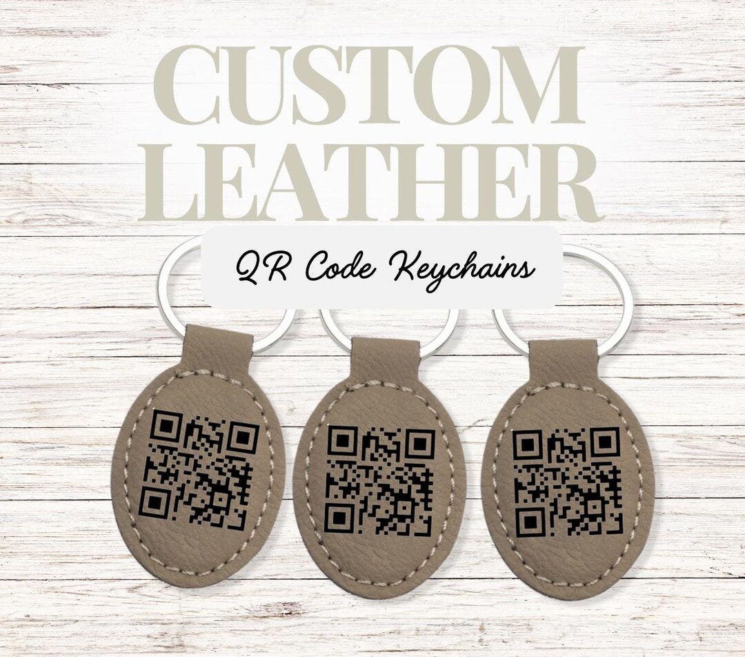 Personalized QR Code Keychain, Leather Keychain, Custom QR Code ...