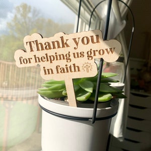 Sunday School Teacher Gift, Religious Plant Sign, Thank You for Helping ...