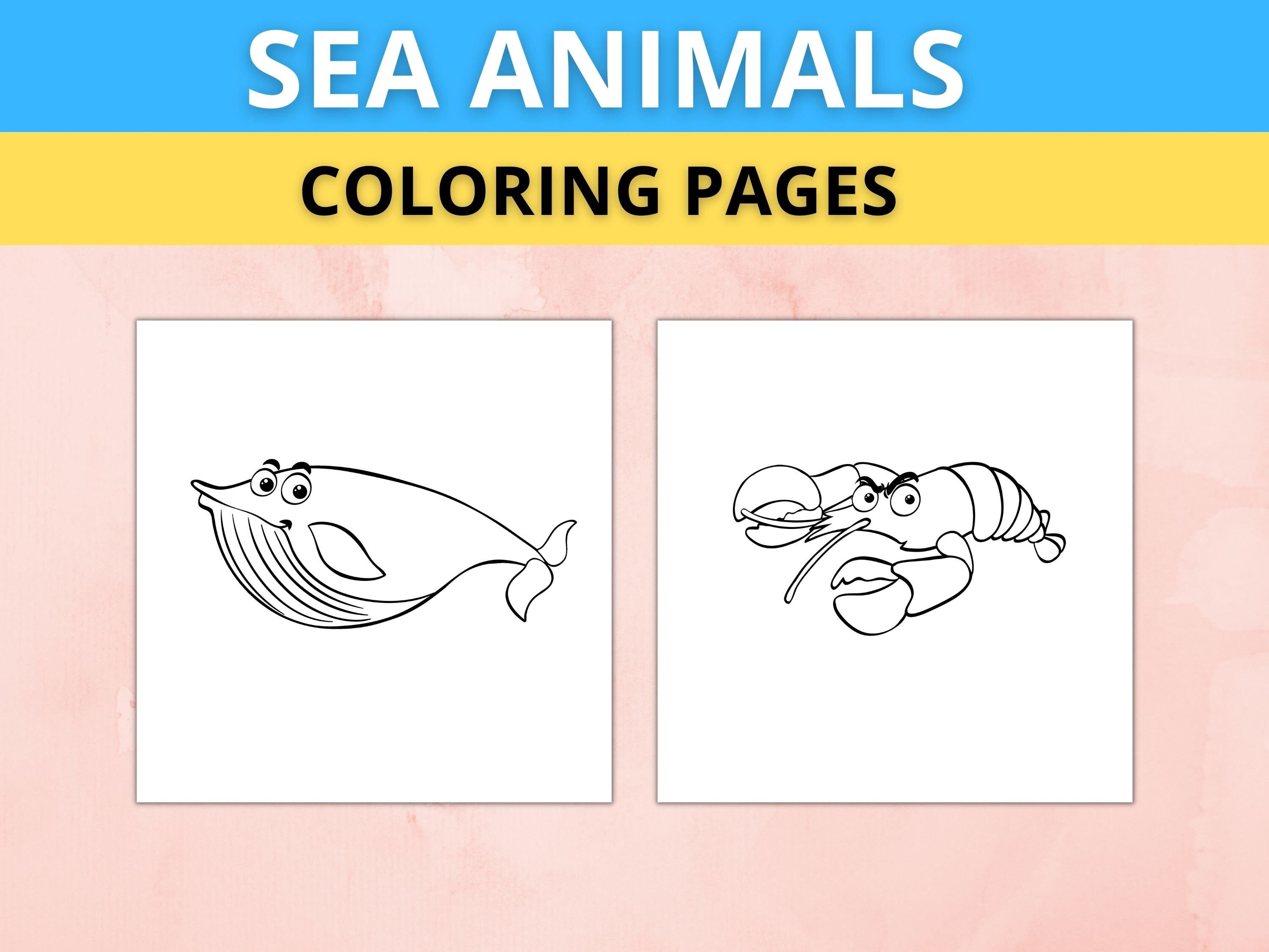 29 Cute Sea Animals Coloring Pages, Sea Creatures Coloring Sheets for ...