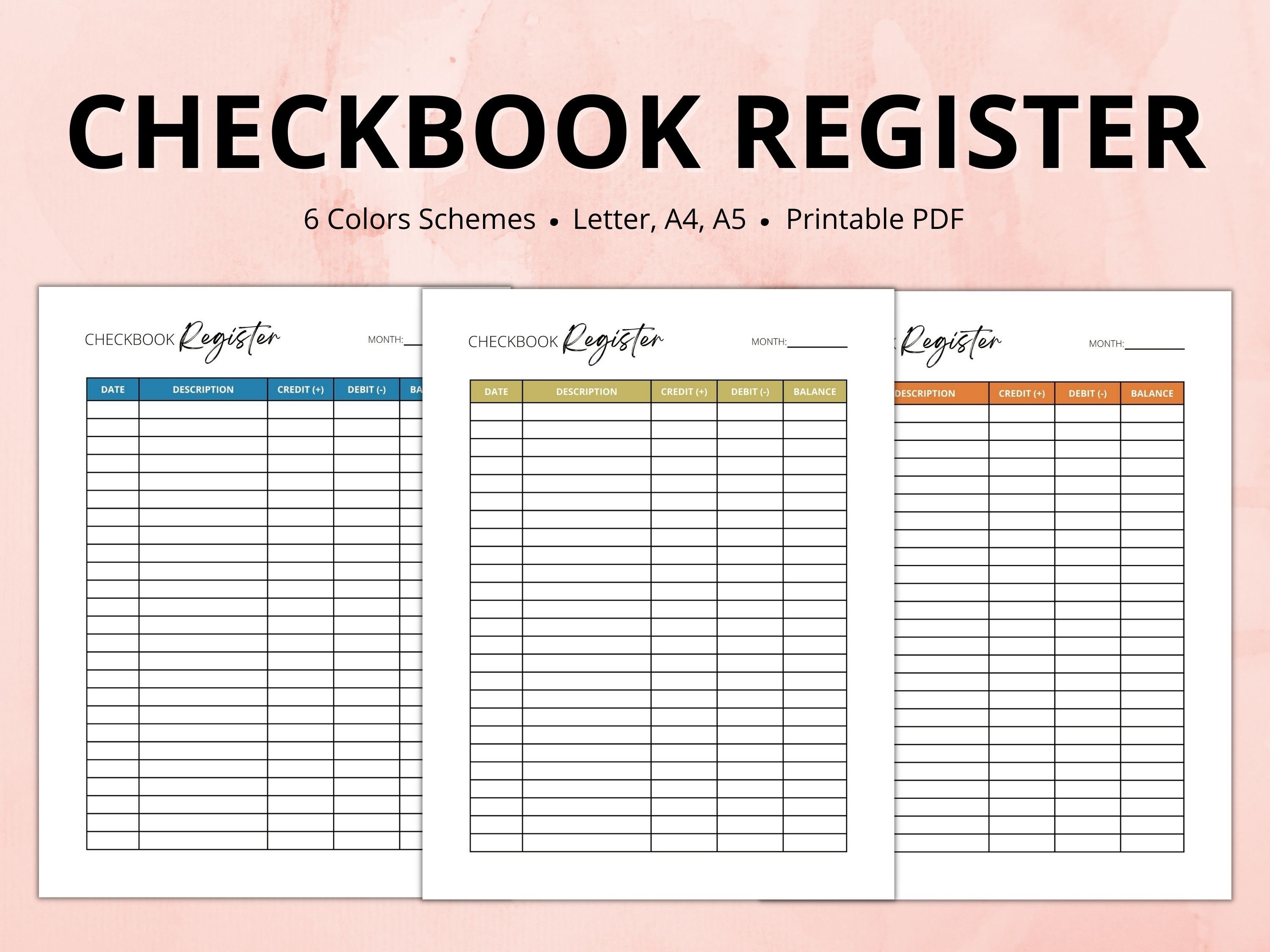 Checkbook Register Template, Transaction & Expense Tacker, Balance ...