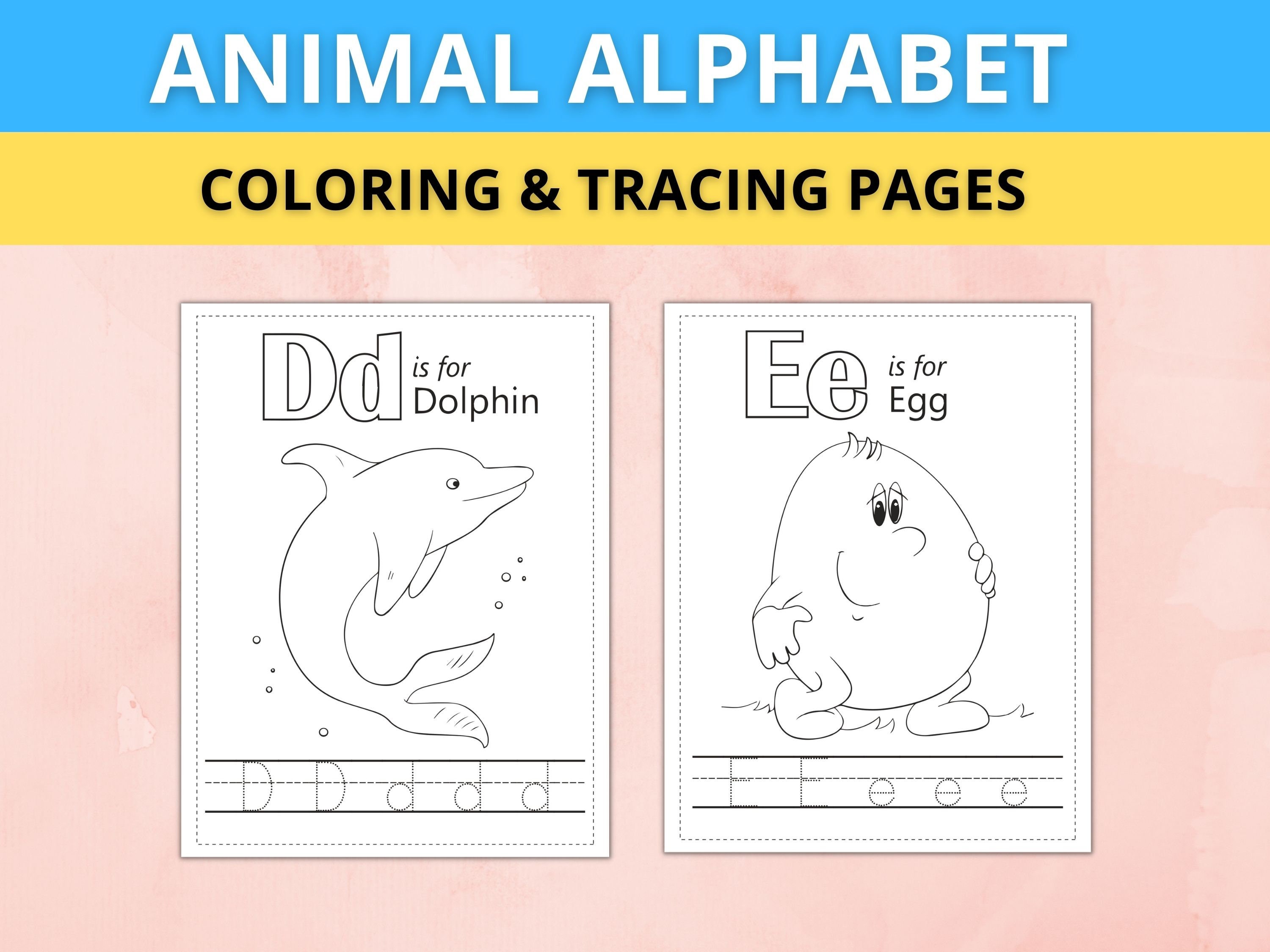 26 Preschool Animal Alphabet Coloring Pages, Alphabet Letter Tracing ...