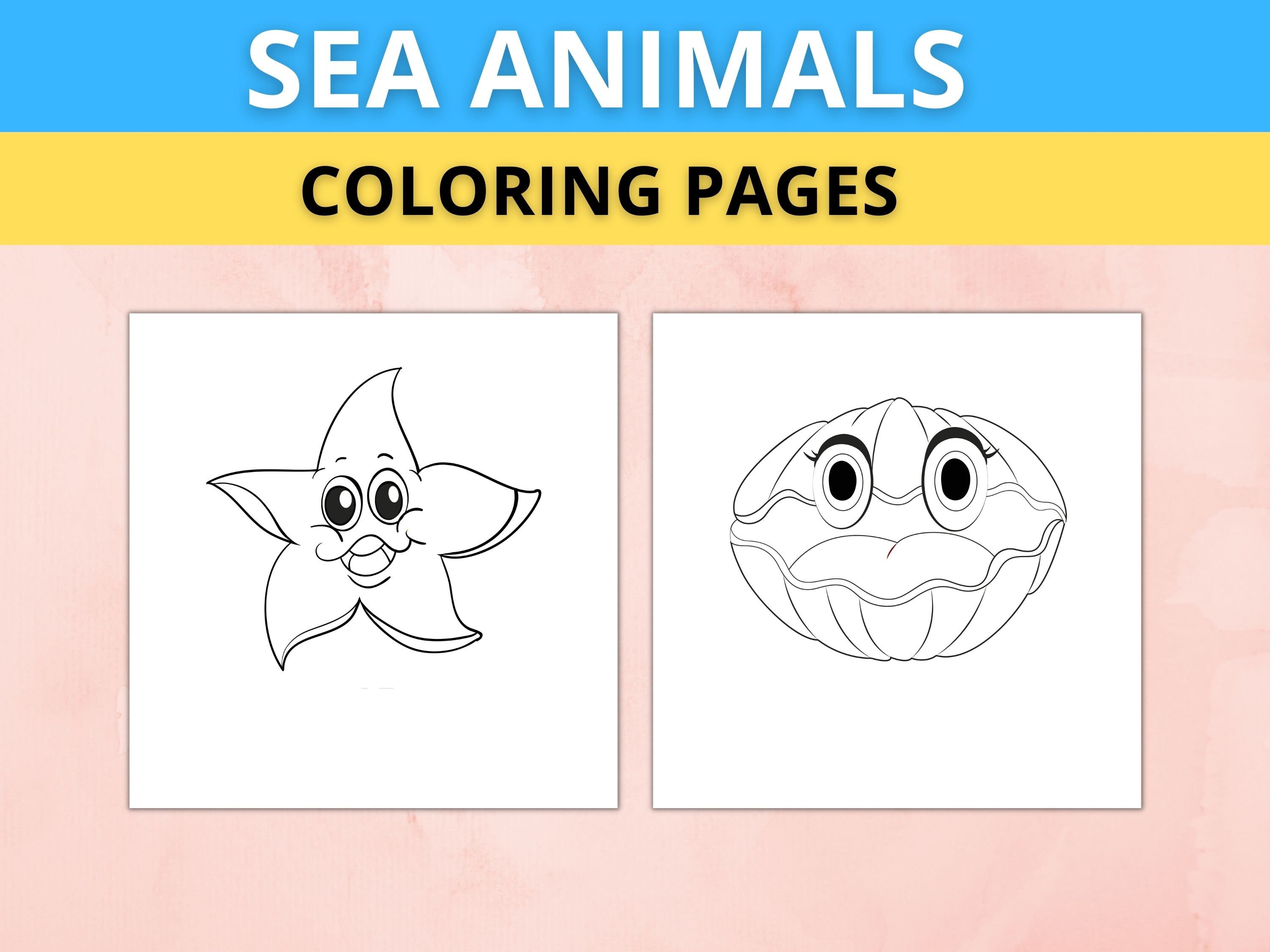 29 Cute Sea Animals Coloring Pages, Sea Creatures Coloring Sheets for ...
