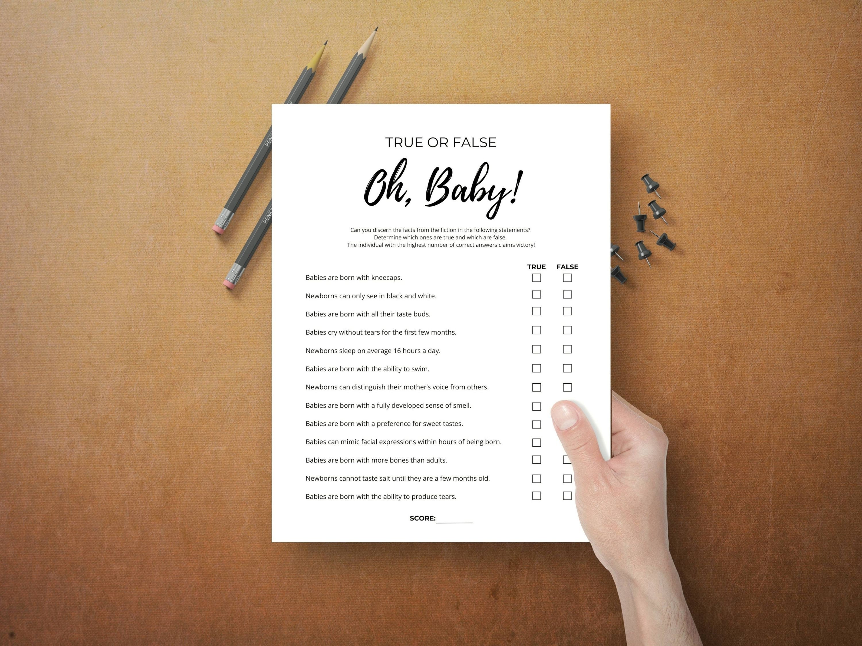 True or False Baby Shower Game, Baby Shower Party Game, Baby Trivia ...