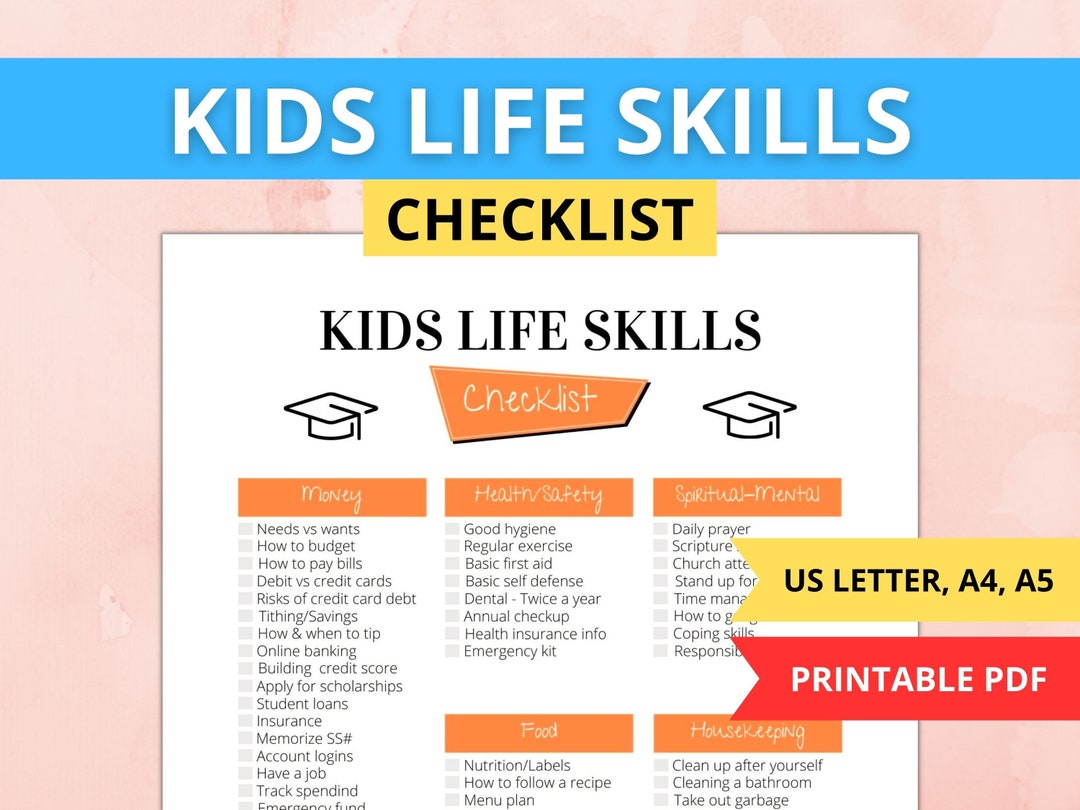 Kids Life Skills Checklist Kids Daily Routine & Chore List - Etsy