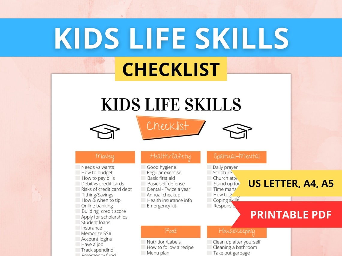 Kids Life Skills Checklist, Kids Daily Routine & Chore List, Homeschool ...