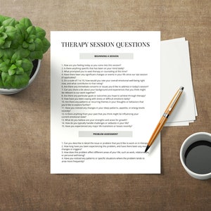 Therapy Session Questions, Therapists Session Guide, Therapy Worksheet ...