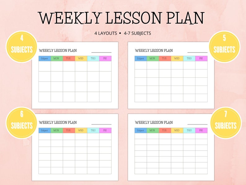Weekly Lesson Plan Template, Printable Homeschool Planner, Homework ...