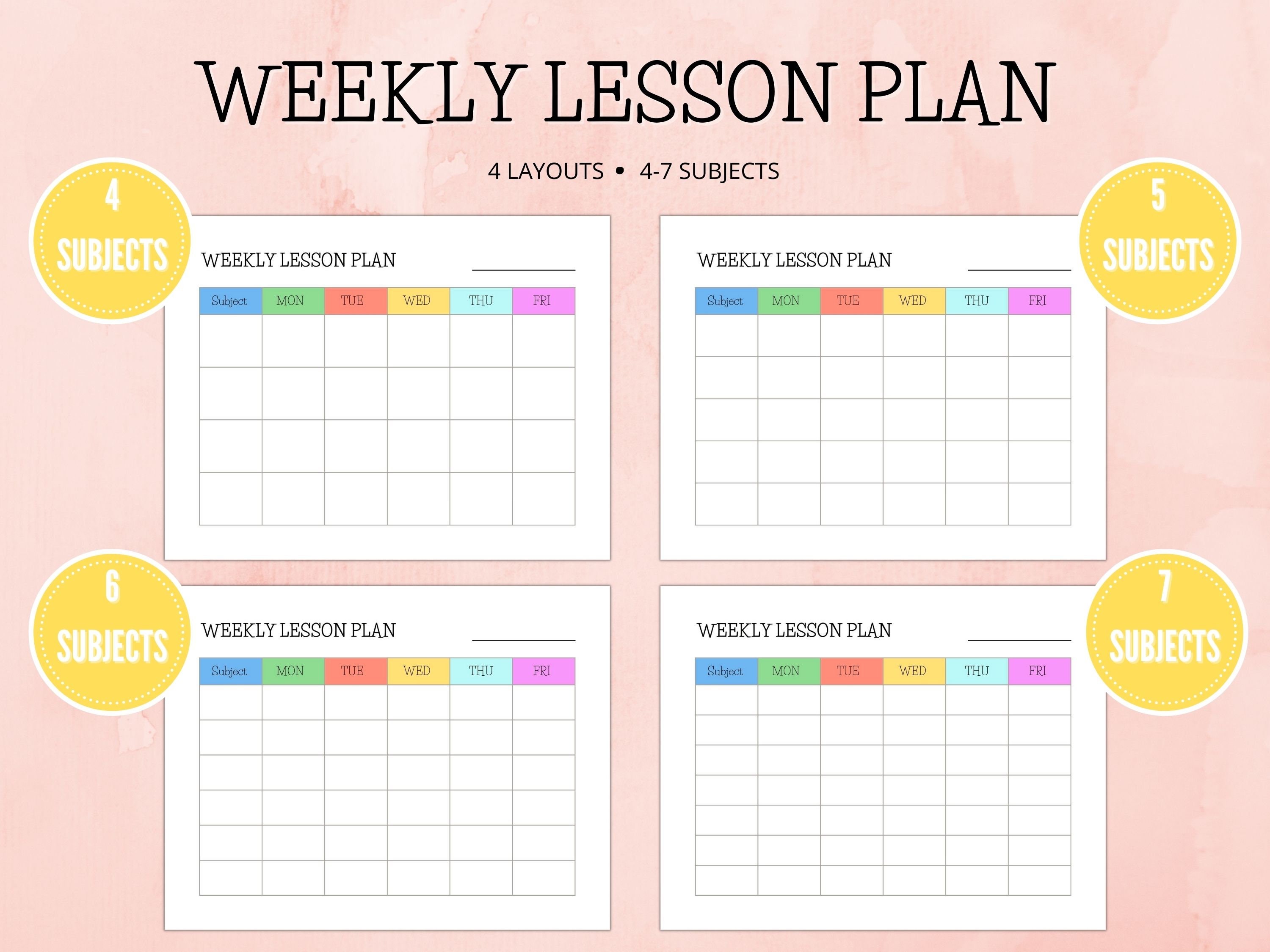 Weekly Lesson Plan Template, Printable Homeschool Planner, Homework ...
