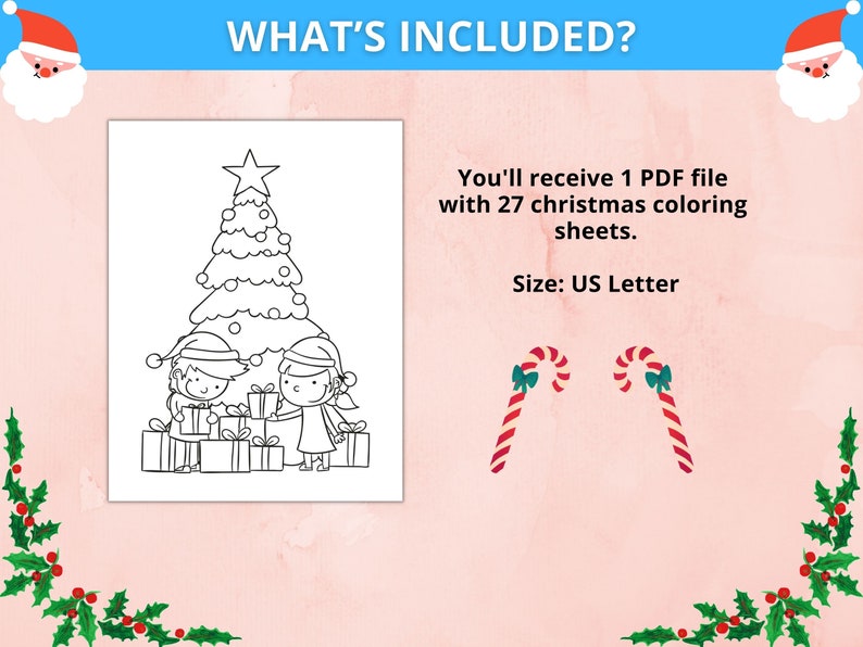 27 Christmas Coloring Pages for Kids Cute Christmas Coloring - Etsy