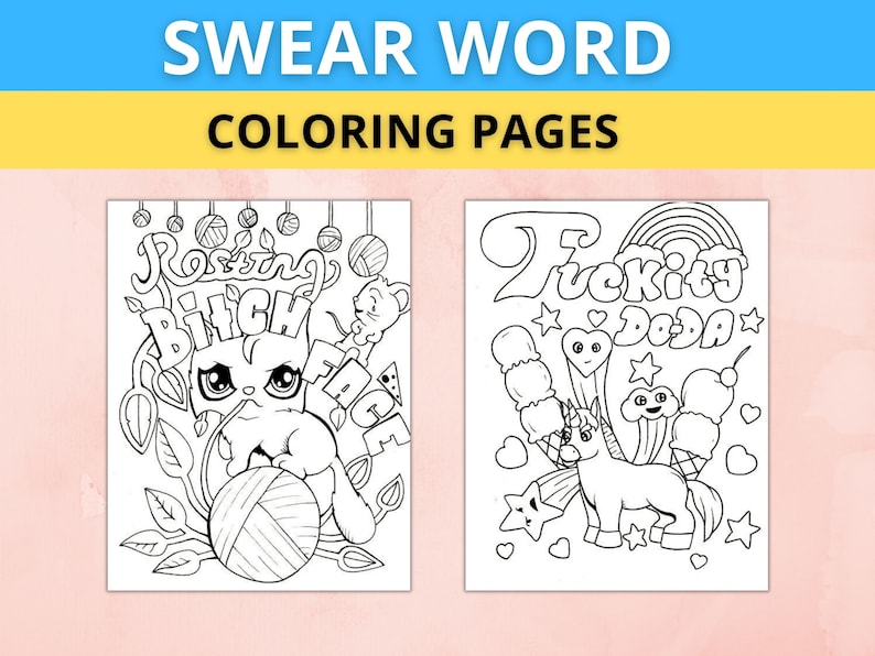 40 Swear Word Coloring Pages, Adult Curse Word Coloring Sheets, Cuss ...