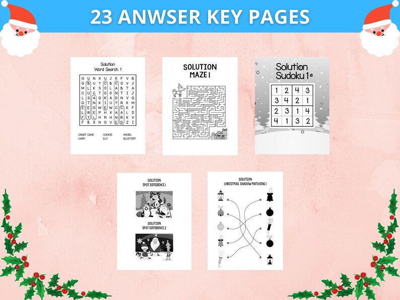 45 Christmas Activity Sheets: Coloring Pages, Word Search, Dot to Dot ...