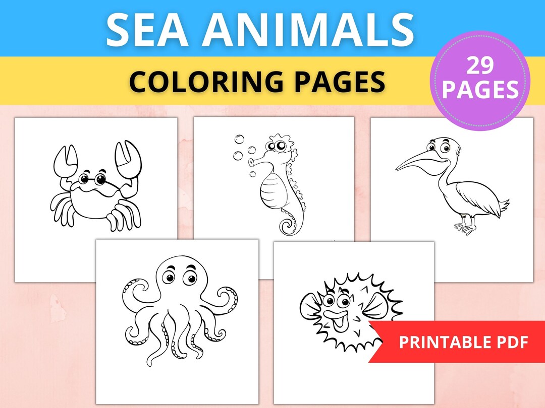 29 Cute Sea Animals Coloring Pages, Sea Creatures Coloring Sheets for ...