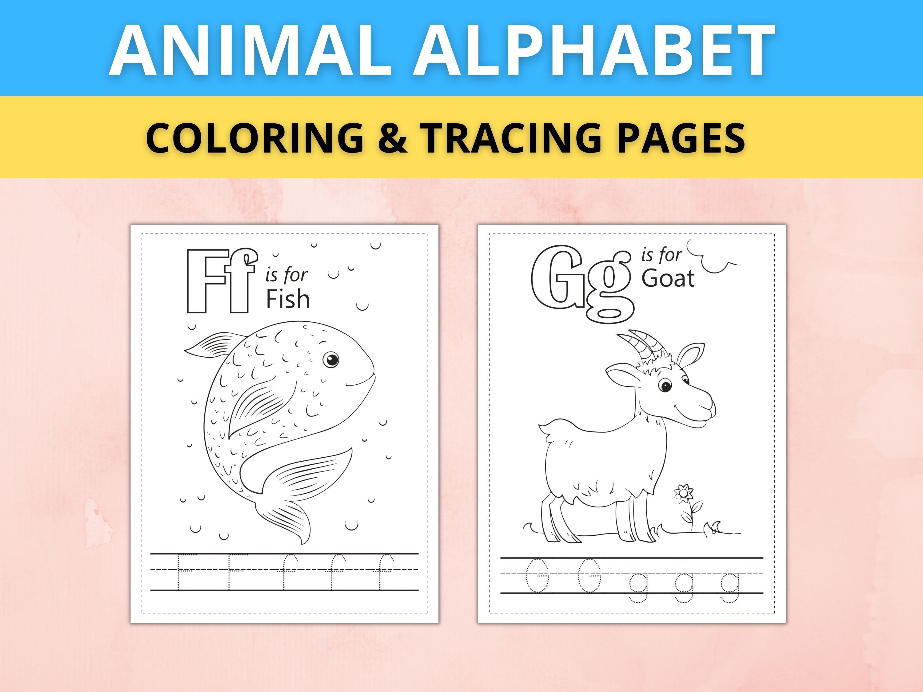 26 Preschool Animal Alphabet Coloring Pages, Alphabet Letter Tracing ...