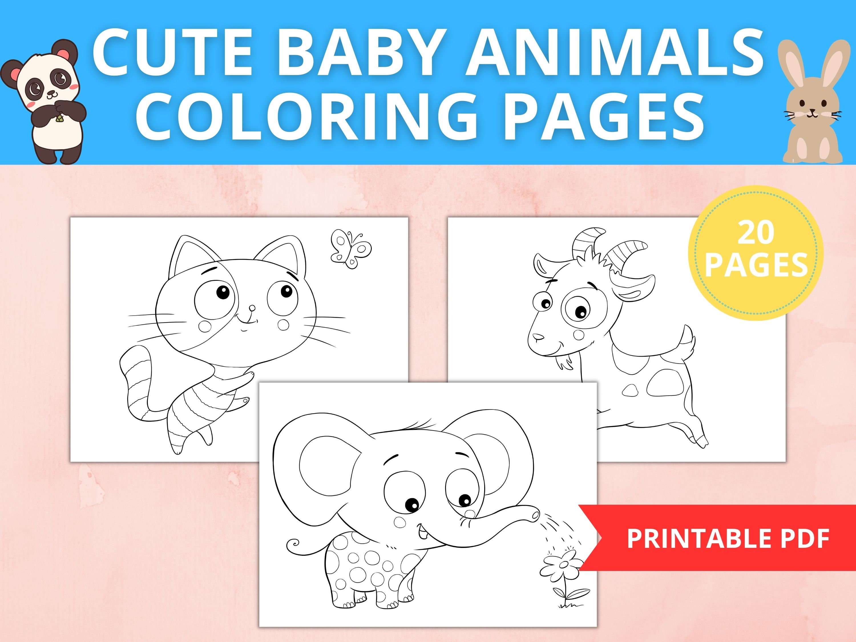 20 Cute Baby Animals Coloring Pages, Animals Coloring Sheets for Kids ...