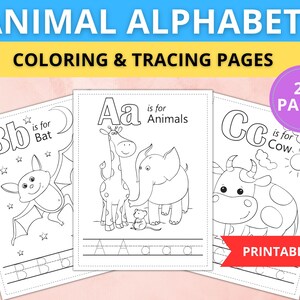 26 Preschool Animal Alphabet Coloring Pages, Alphabet Letter Tracing ...