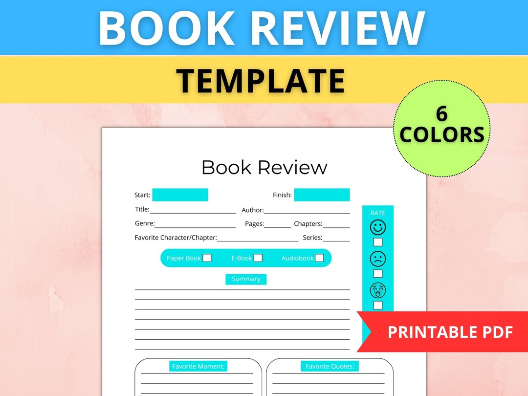 Book Review Template, Reading Log, Book Review Journal, Reading Tracker ...