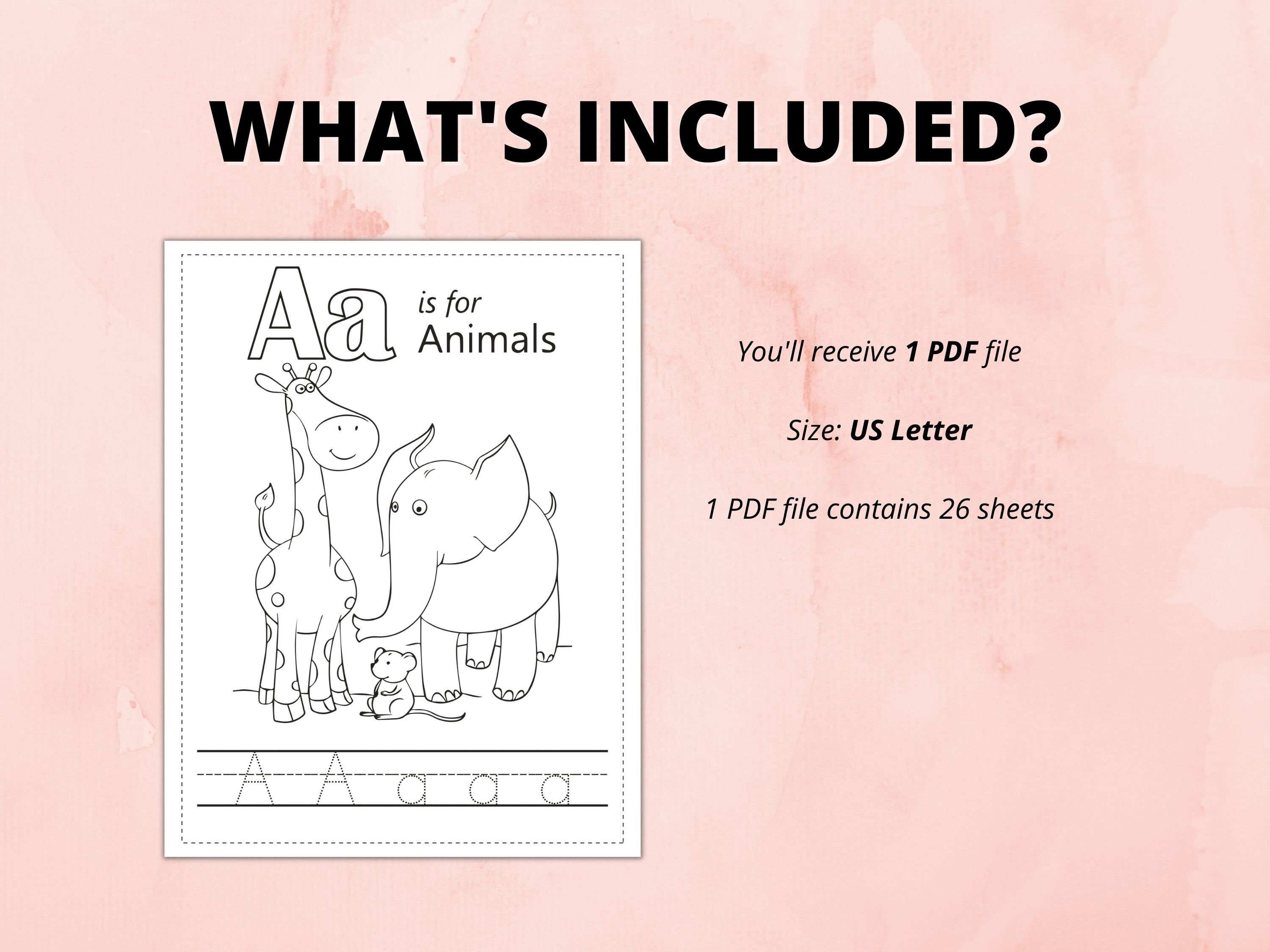 26 Preschool Animal Alphabet Coloring Pages, Alphabet Letter Tracing ...