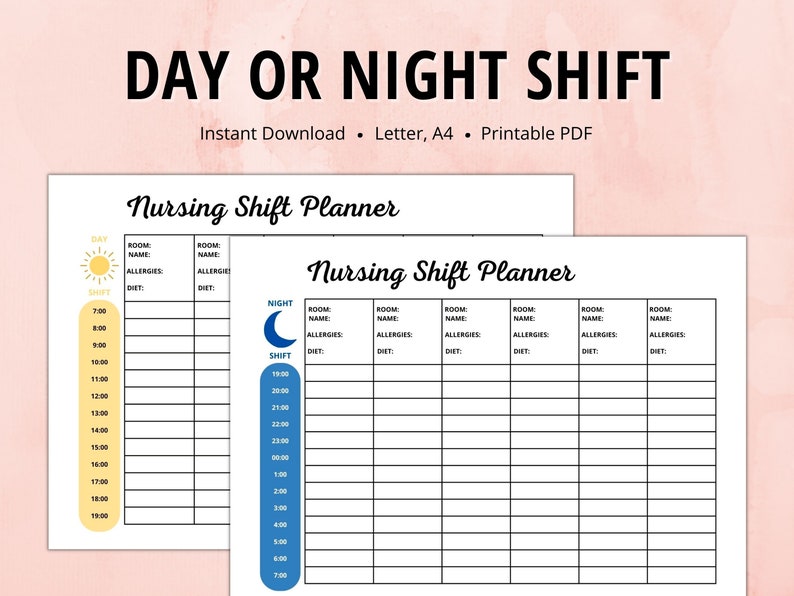 Nurse Hourly To-do & Nursing Shift Planner, Nursing Template and ...