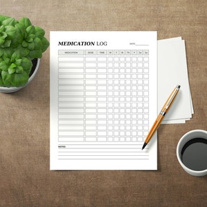 Daily Medication Log, Vitamin and Pill Tracker, Medication Organizer ...