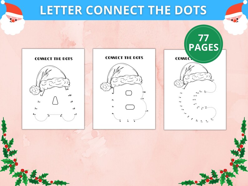 Christmas Tracing Alphabet Worksheet, Dot to Dot Christmas Alphabet ...