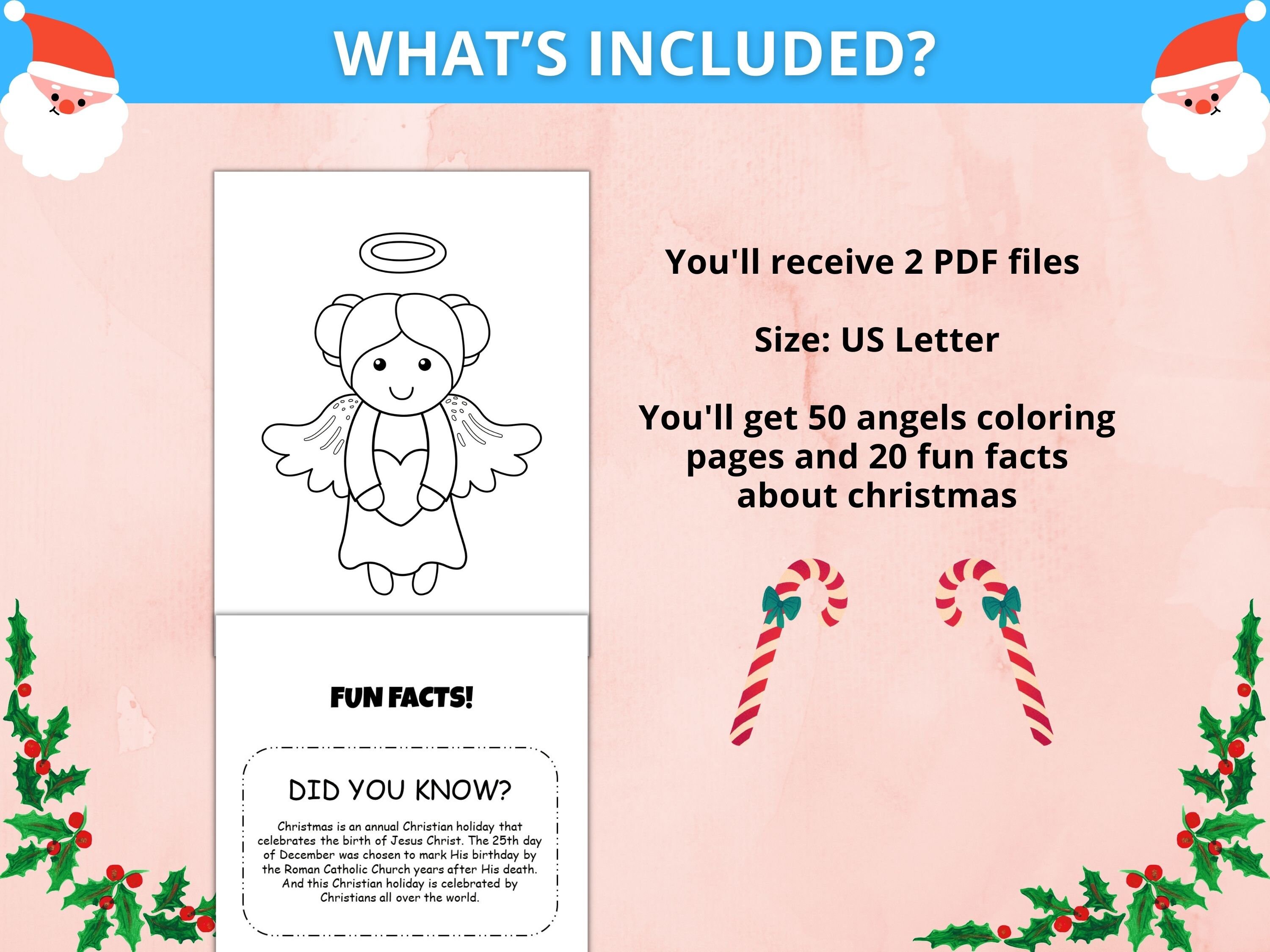 50 Cute Angels Christmas Coloring Pages 20 Fun Facts About Christmas ...