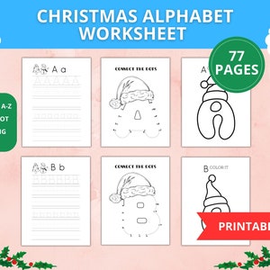 Christmas Tracing Alphabet Worksheet, Dot to Dot Christmas Alphabet ...