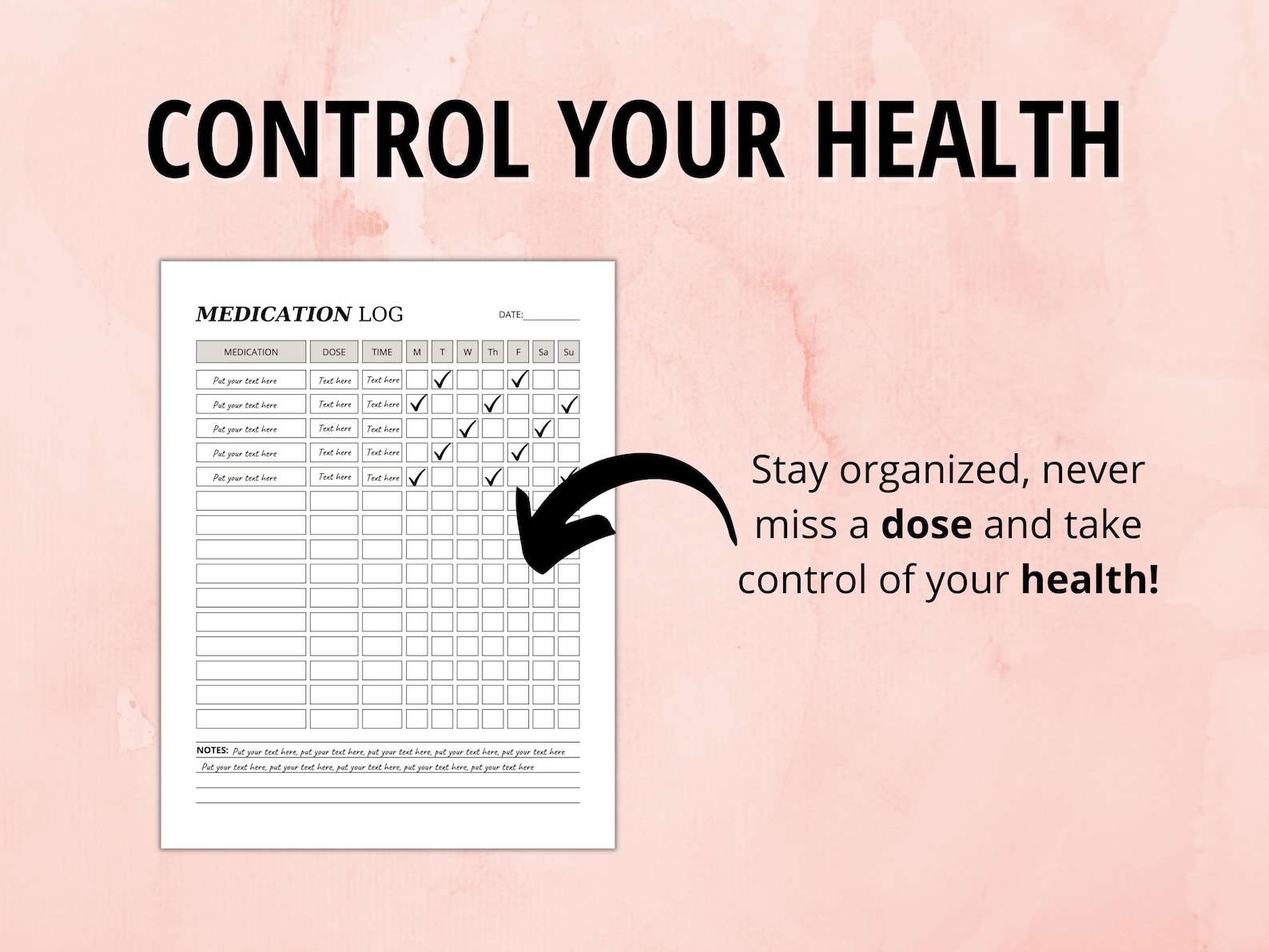 Daily Medication Log, Vitamin and Pill Tracker, Medication Organizer ...