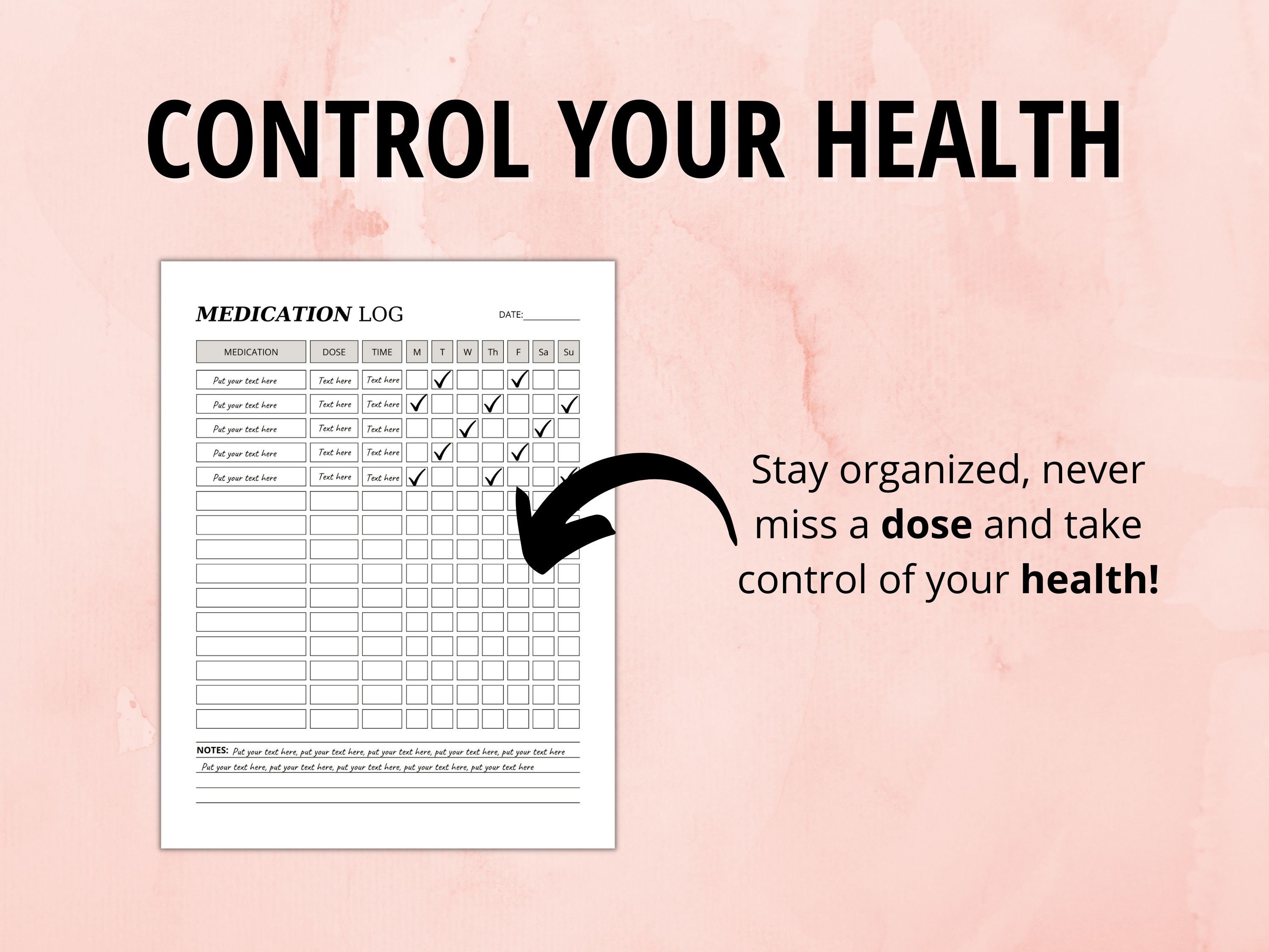Daily Medication Log, Vitamin and Pill Tracker, Medication Organizer ...